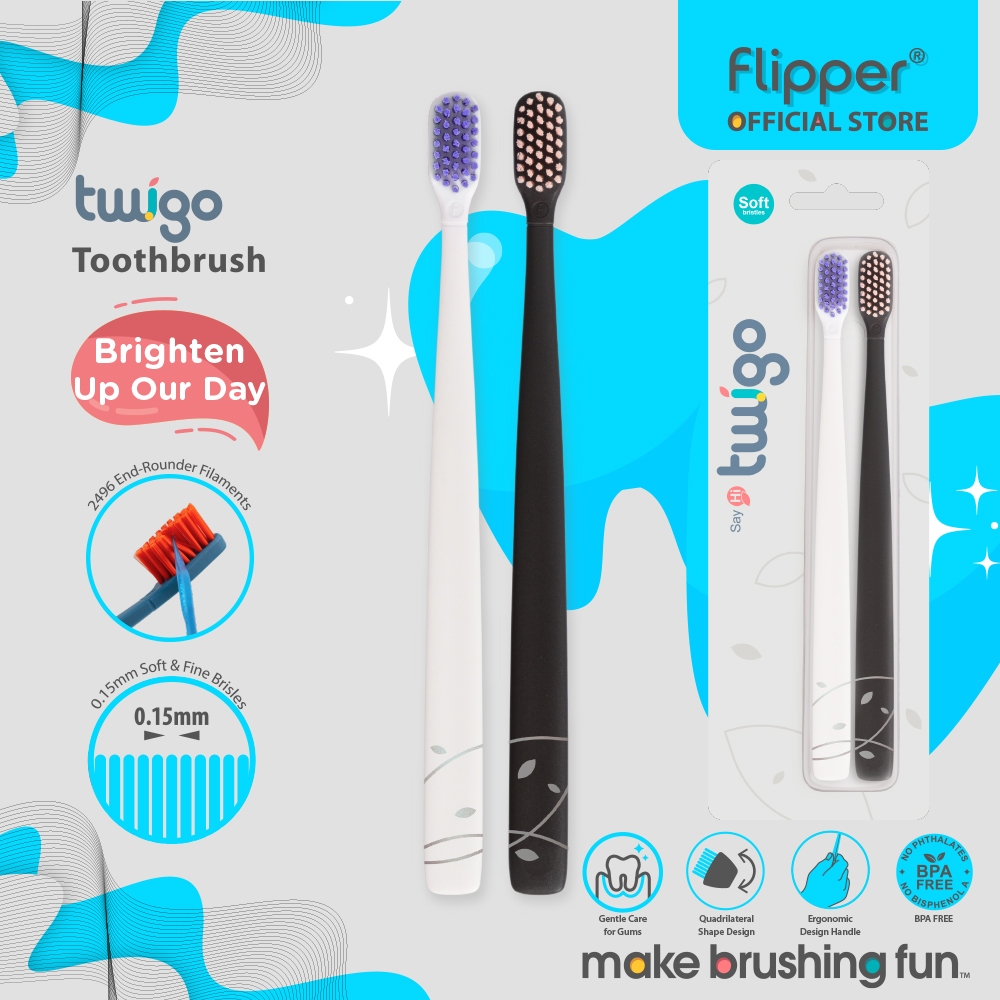 Flipper Twigo Adult Toothbrush 2 in 1 Pack Modern Design Elevates ...
