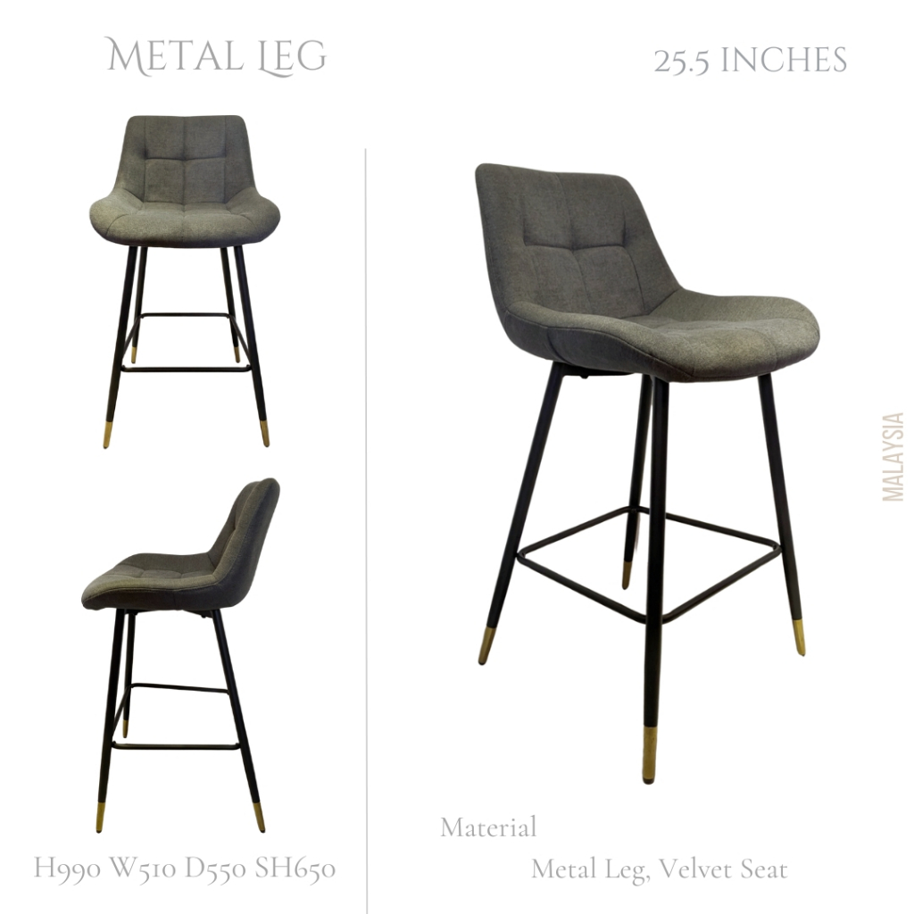 25.5 Inch Modern Home Cafe Counter Kitchen Island Bar Stool Chair Metal ...