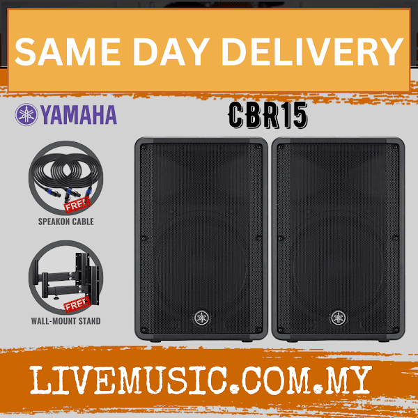 Yamaha CBR15 15-Inch 2-Way Passive Loudspeaker With Speaker Stand And Cable - Each / Pair ( CBR ...