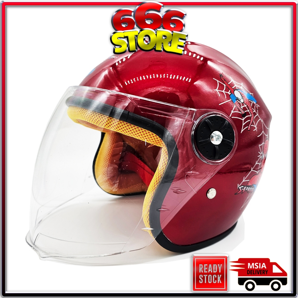 [Ready Stock] Children Clear Visor Kid Helmet Cartoon | Helmet Motor ...
