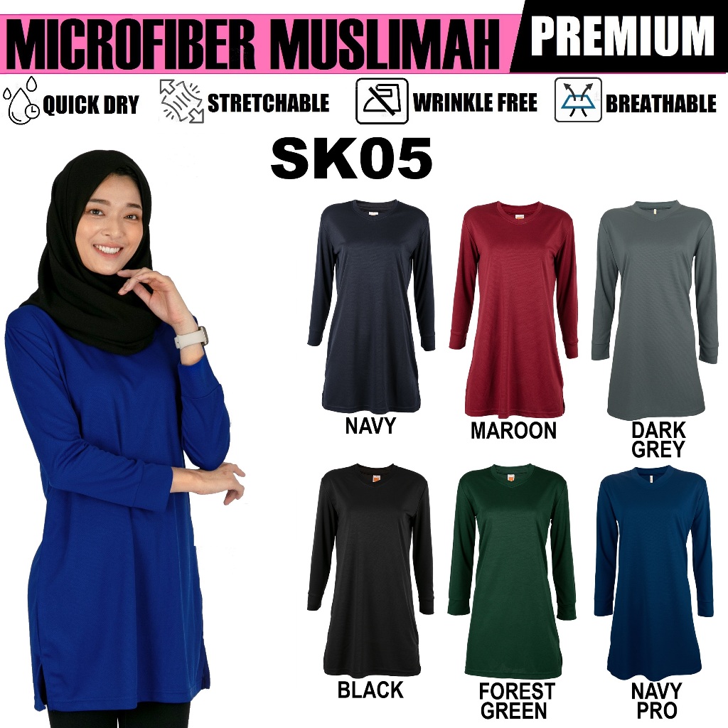 Microfiber Muslimah A SHAPE WITH V-NECK NAVY/Black/DARK GREY/MAROON ...