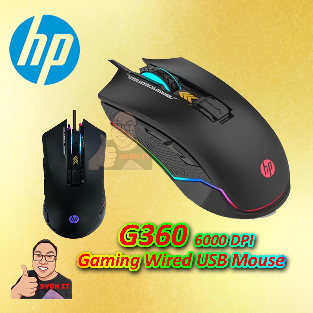 HP G200 G210 G260 Wired Gaming Mouse RGB lighting , 4000DPI adjustable ...