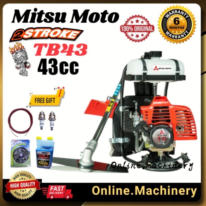 Heavy Duty Mitsumoto TB43 Brush Cutter 43cc ( Mitsubishi Type ) Japan Technology Mesin Rumput ...