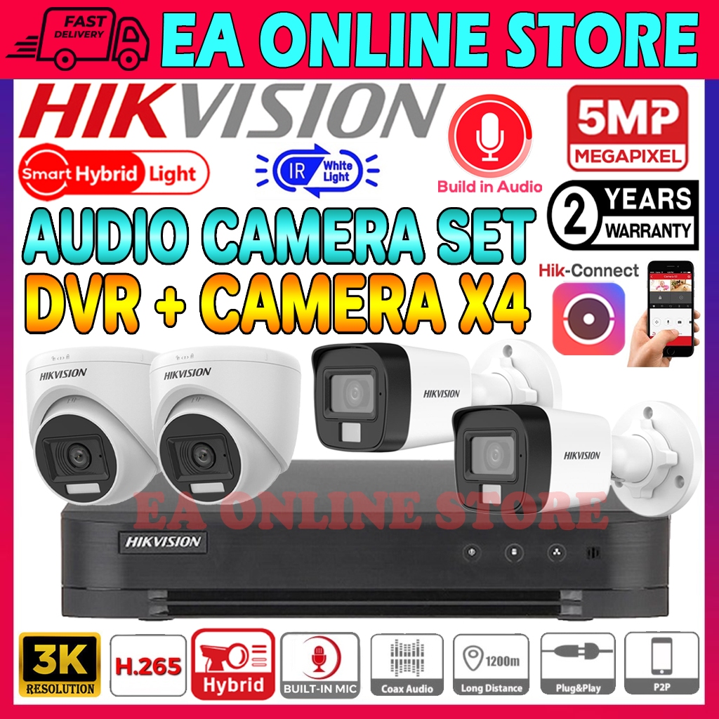HIK HIKVISION🌟4-CHANNEL🌟5.0MP Smart Hybrid Light 4CH PACKAGE SET DVR ...