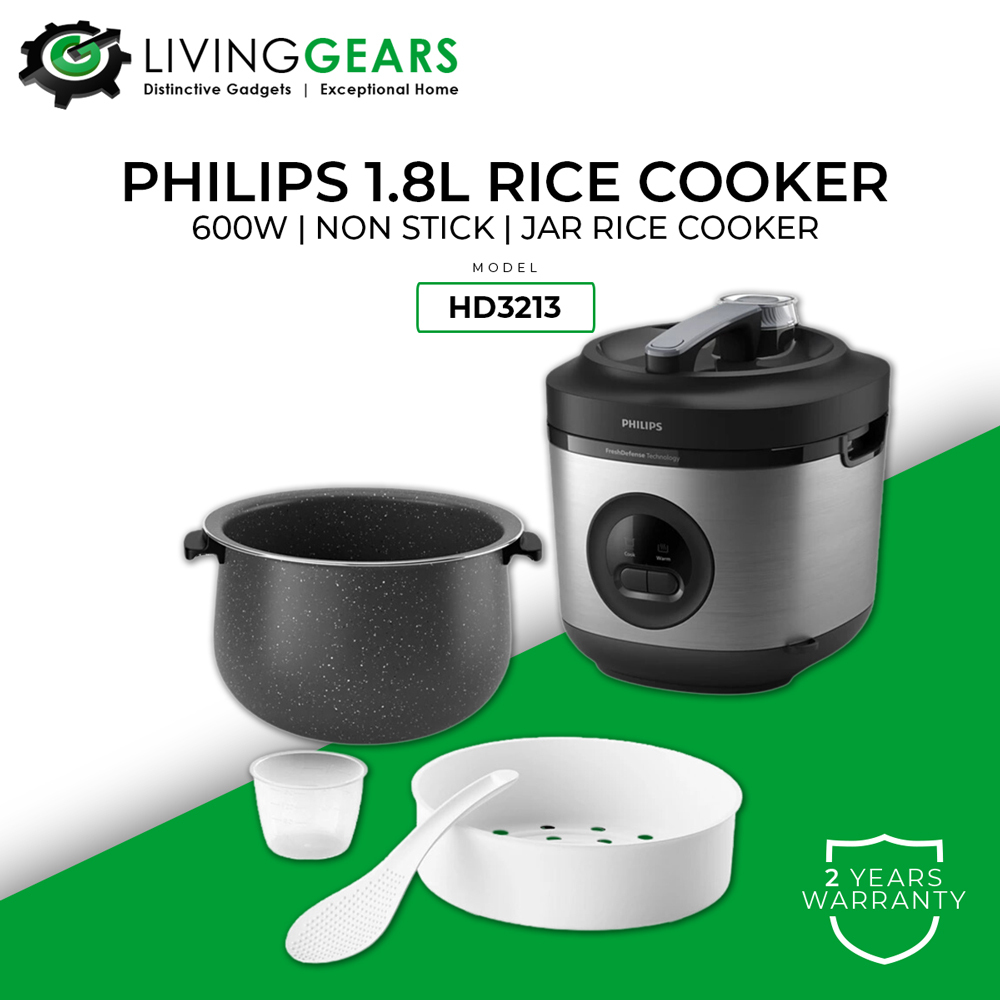 Philips 1.8L/10cups Rice Cooker HD3213 (HD3213/31) 600W Stainless Steel ...