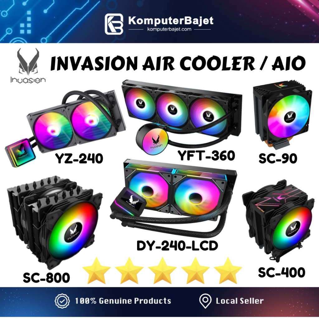 INVASION AIO COOLER / AIR COOLER GAMING PC FAN SC-90 SC-400 SC-800 DY ...