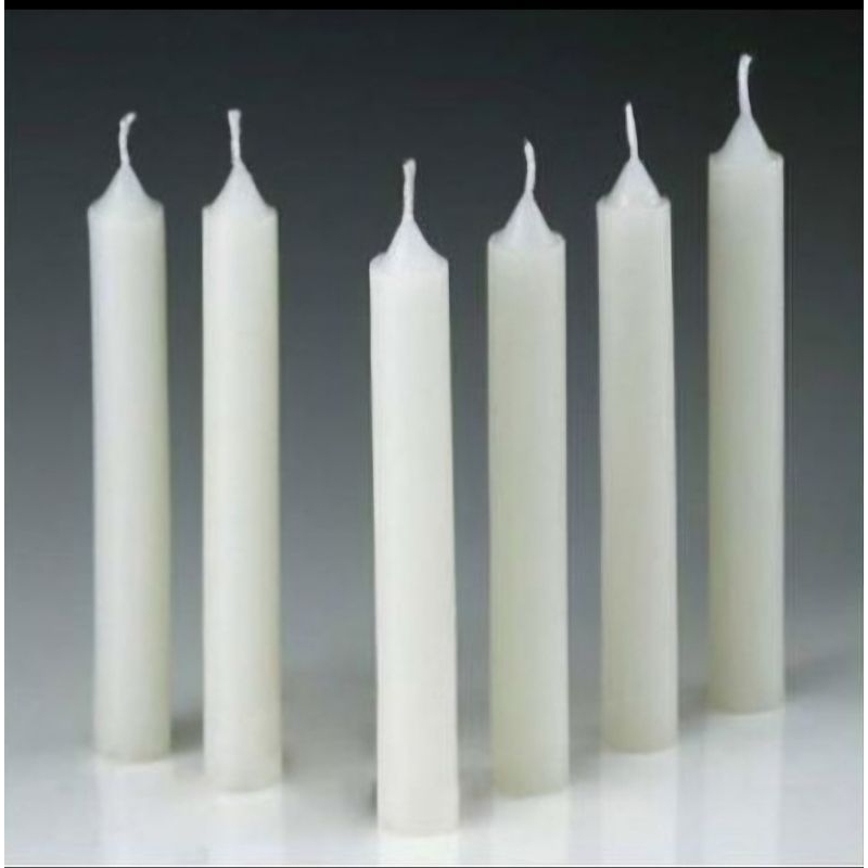 [6 In 1] Premium Black Out Long Live White Candle / Lilin Putih 6pcs ...