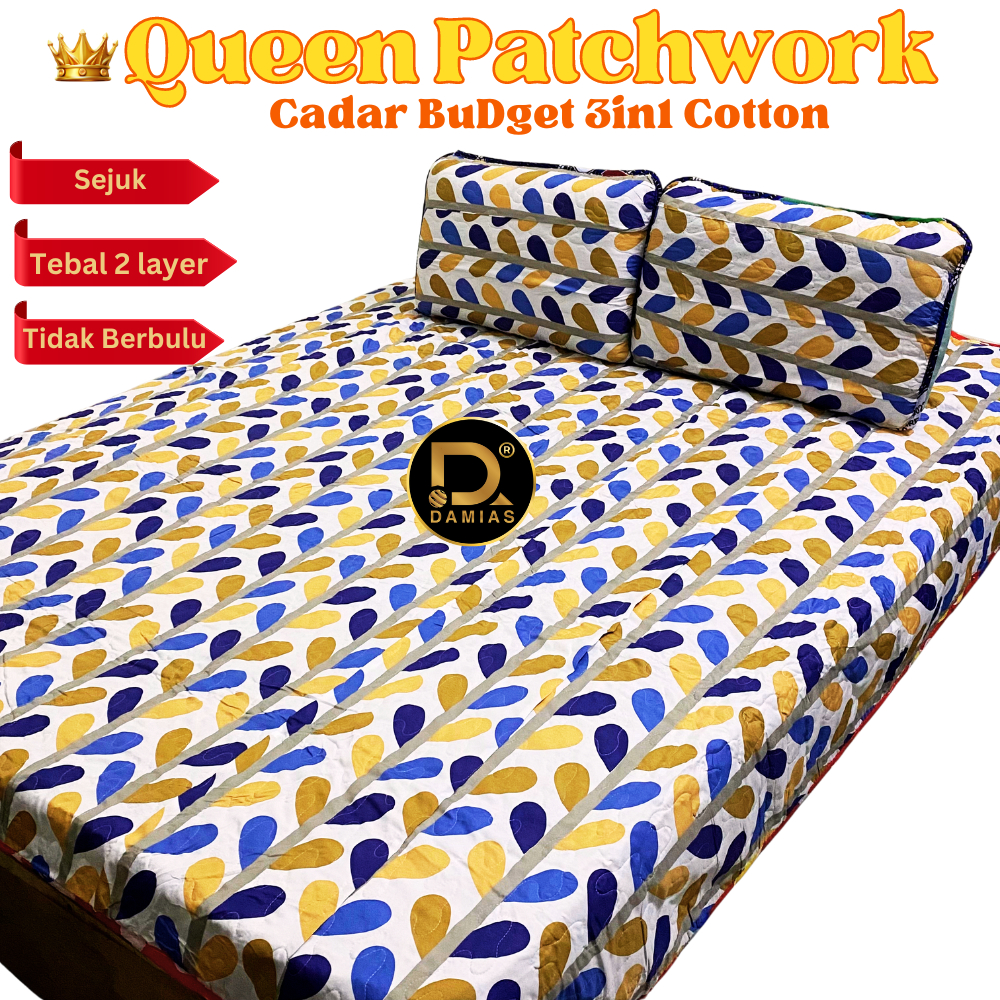 Set Cadar DAMIAS 3 In1 Patchwork Bedsheet Saiz Queen Corak Bunga Latest ...