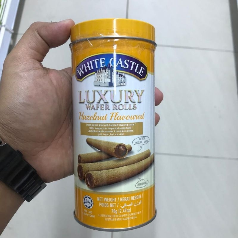 White Castle Luxury Wafer Rolls Hazelnut Flavoured Perasa Hazelnut 70gm ...