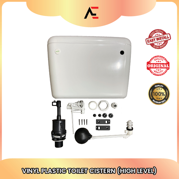 VINYL 6L High Level Front Lever Cistern PVC Plastic Toilet Tank White ...