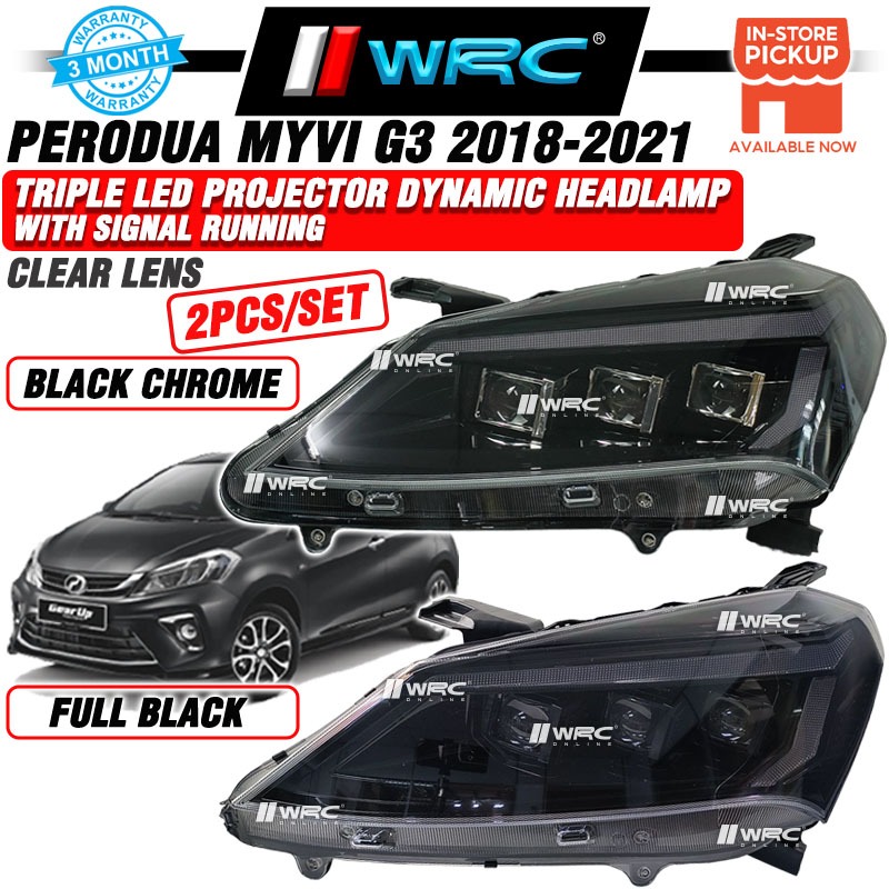 Perodua Myvi G3 2018 - 2021 Triple Led Projector Dynamic Headlamp With ...