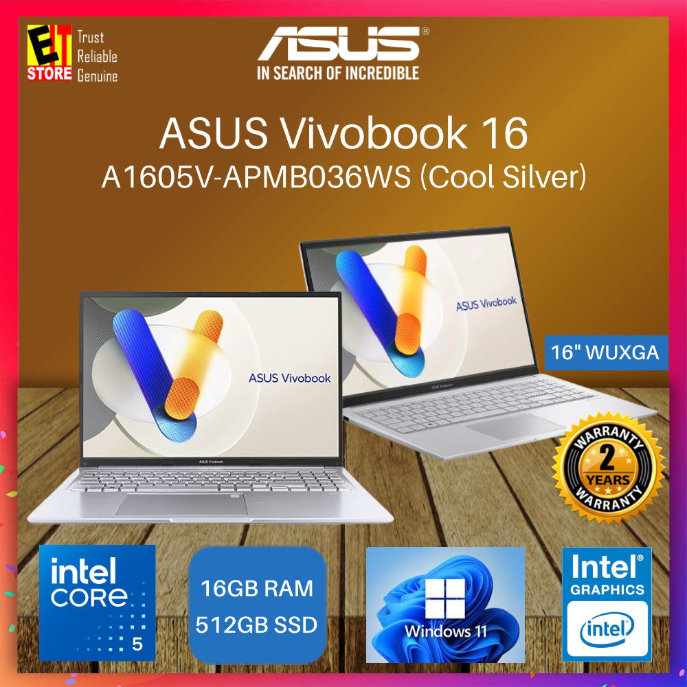 ASUS Laptop Vivobook 16 A1605V-APMB036WS(INTEL CORE 5 120U/16GB/512GB/16'' WUXGA IPS/INTEL ...