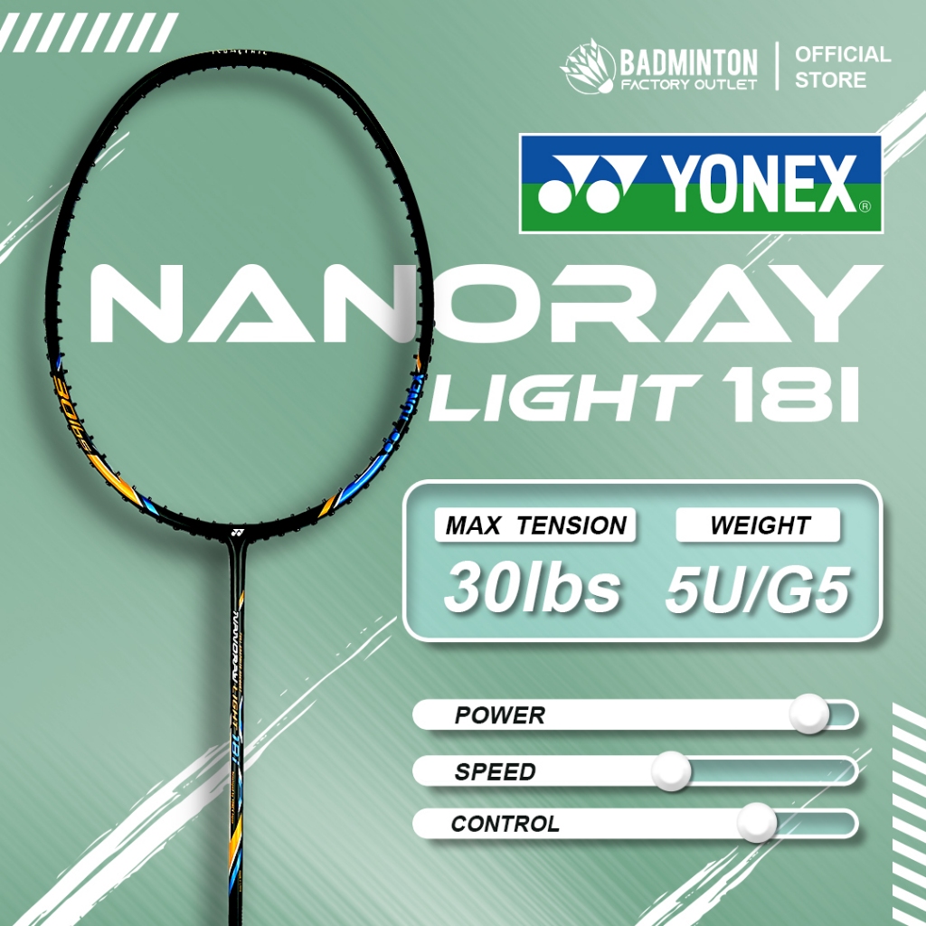 YONEX Nanoray Light 18i (Black) Badminton Racket - 5UG5 Max Tension 30 ...