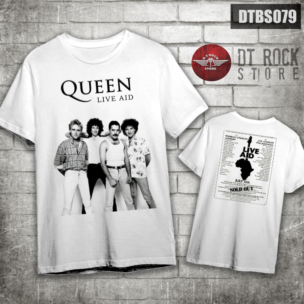 T-shirt Band Queen Live Aid 100% Cotton fashion For men | Shopee Malaysia