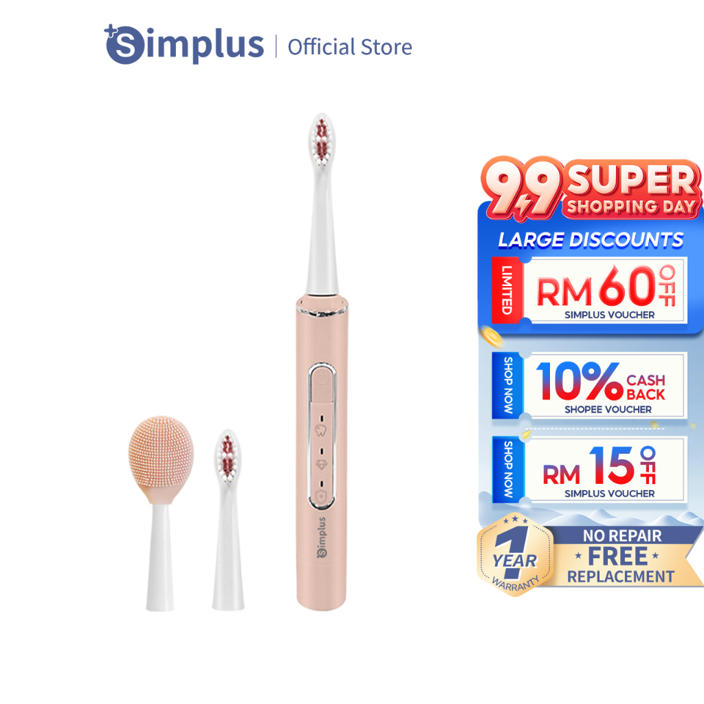 Simplus Electric Toothbrush 2In1 Washing Face&Brushing Teeth Waterproof ...