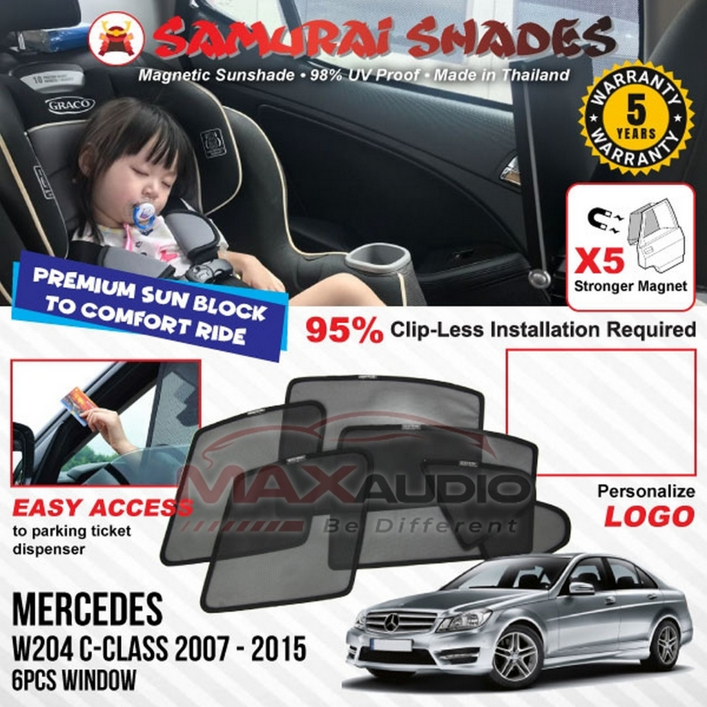 (5-Yrs Warranty) MERCEDES BENZ W204 2007 - 2015 SAMURAI SHADES Magnetic ...