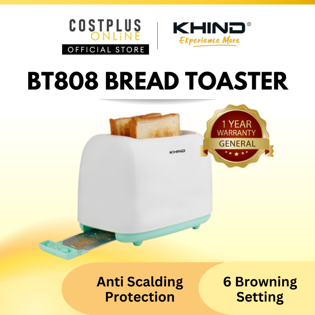 Khind BT808 Bread Toaster with Anti-Dust Cover Sandwich Maker Pembakar ...
