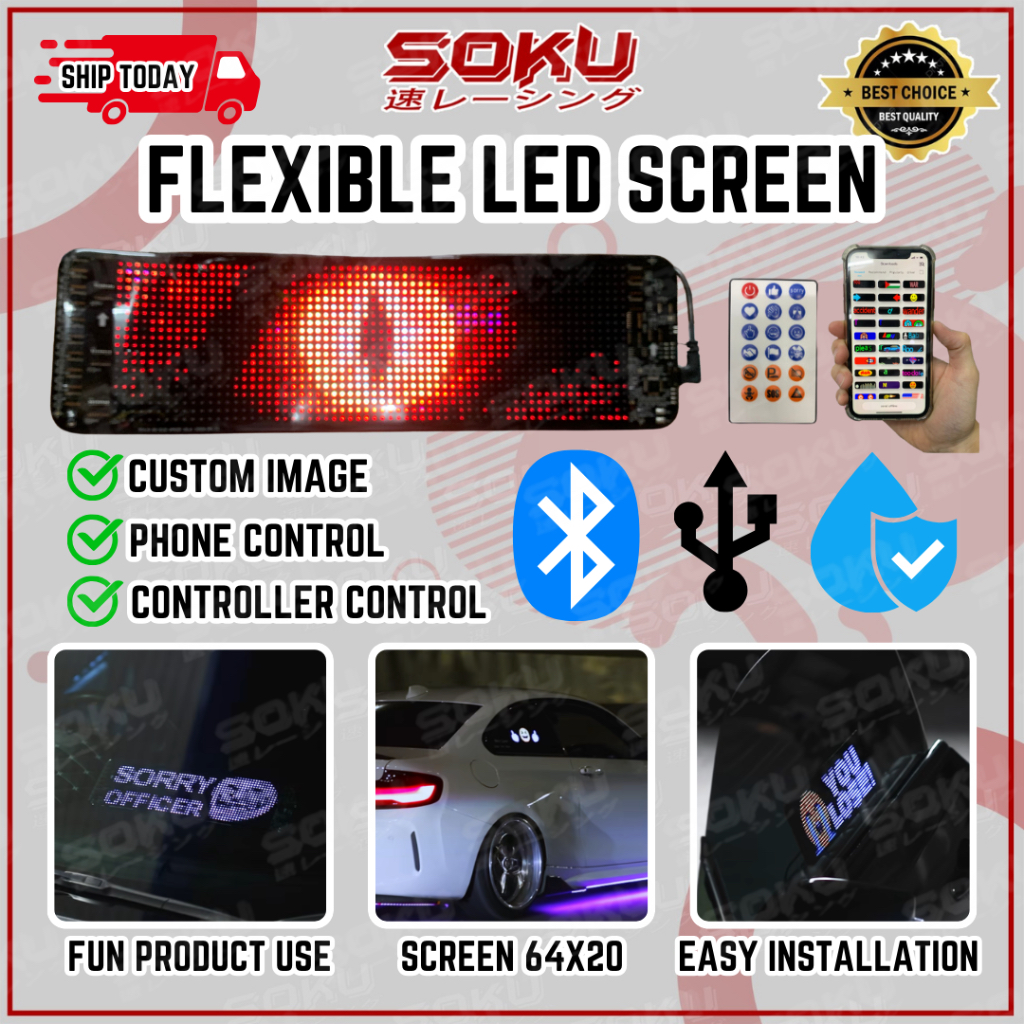 1PCS FLEXIBLE LED DISPLAY SCREEN SIGN WITH REMOTE AND APP CONTROL RGB ...