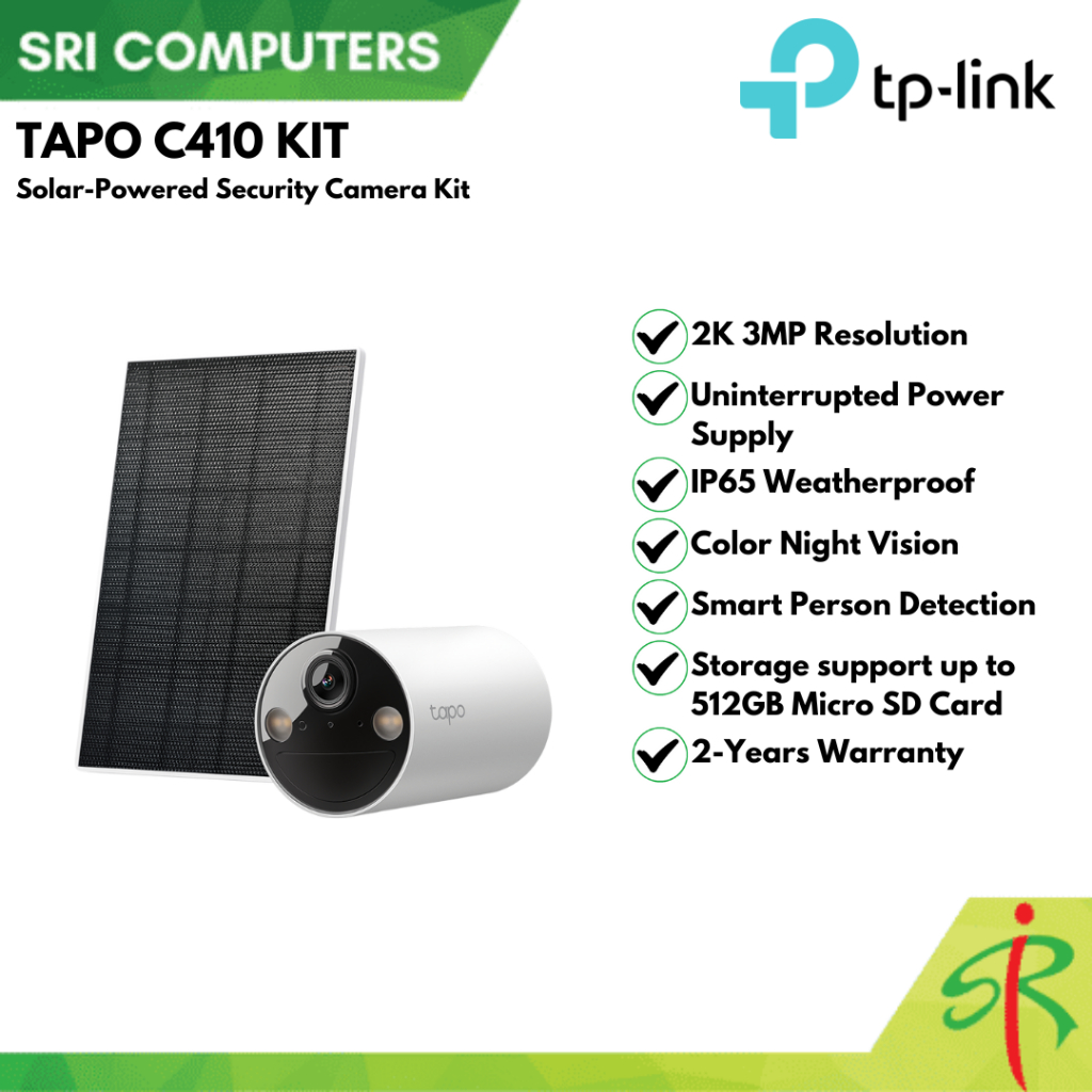 TP-LINK TAPO C410 KIT 2K 3MP Solar-Powered Security Camera Kit [2-YEARS ...