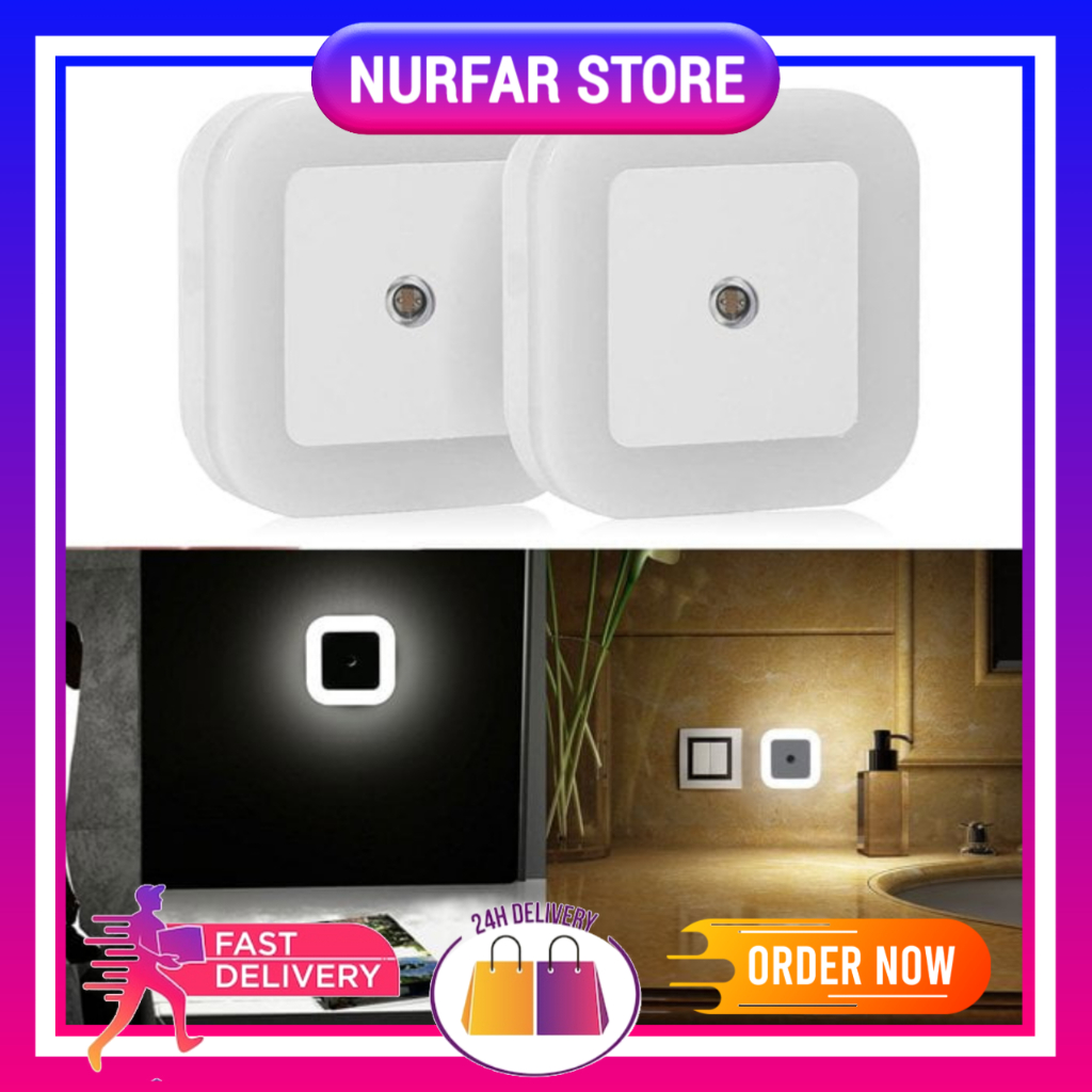 Auto LED Light Sensor Night Lamp Bed Light Control Bedroom Night Lights ...