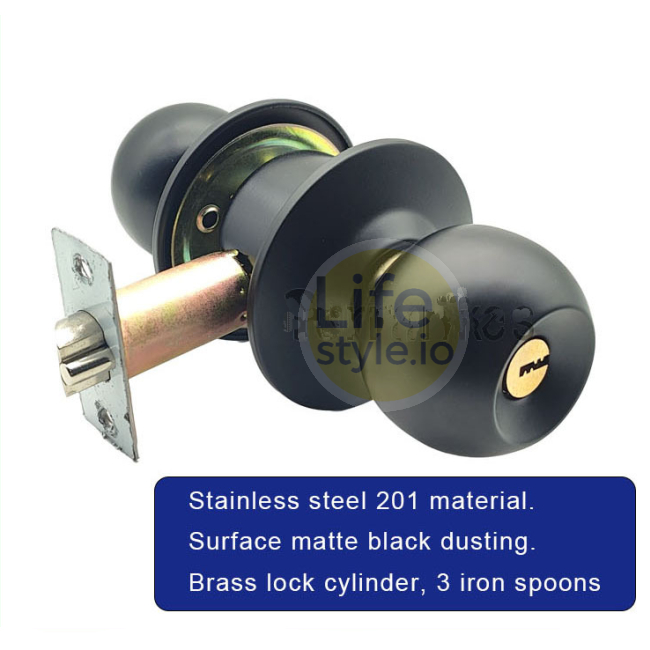 Matte Black 587SS Cylinder Ball Lock Set Push Button Lockset Tombol ...