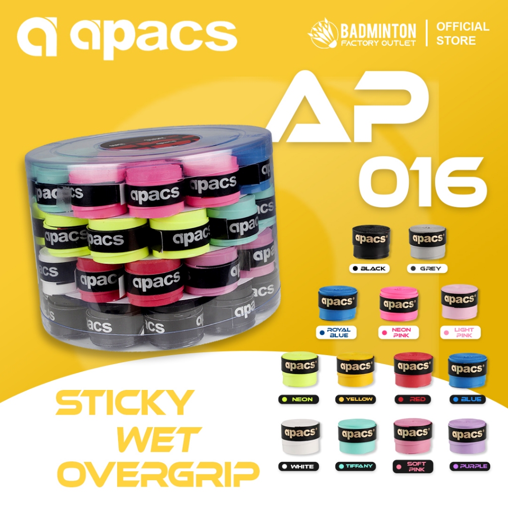 APACS AP-016 Sticky Wet Overgrip Badminton Replacement Grip - Anti-Slip ...
