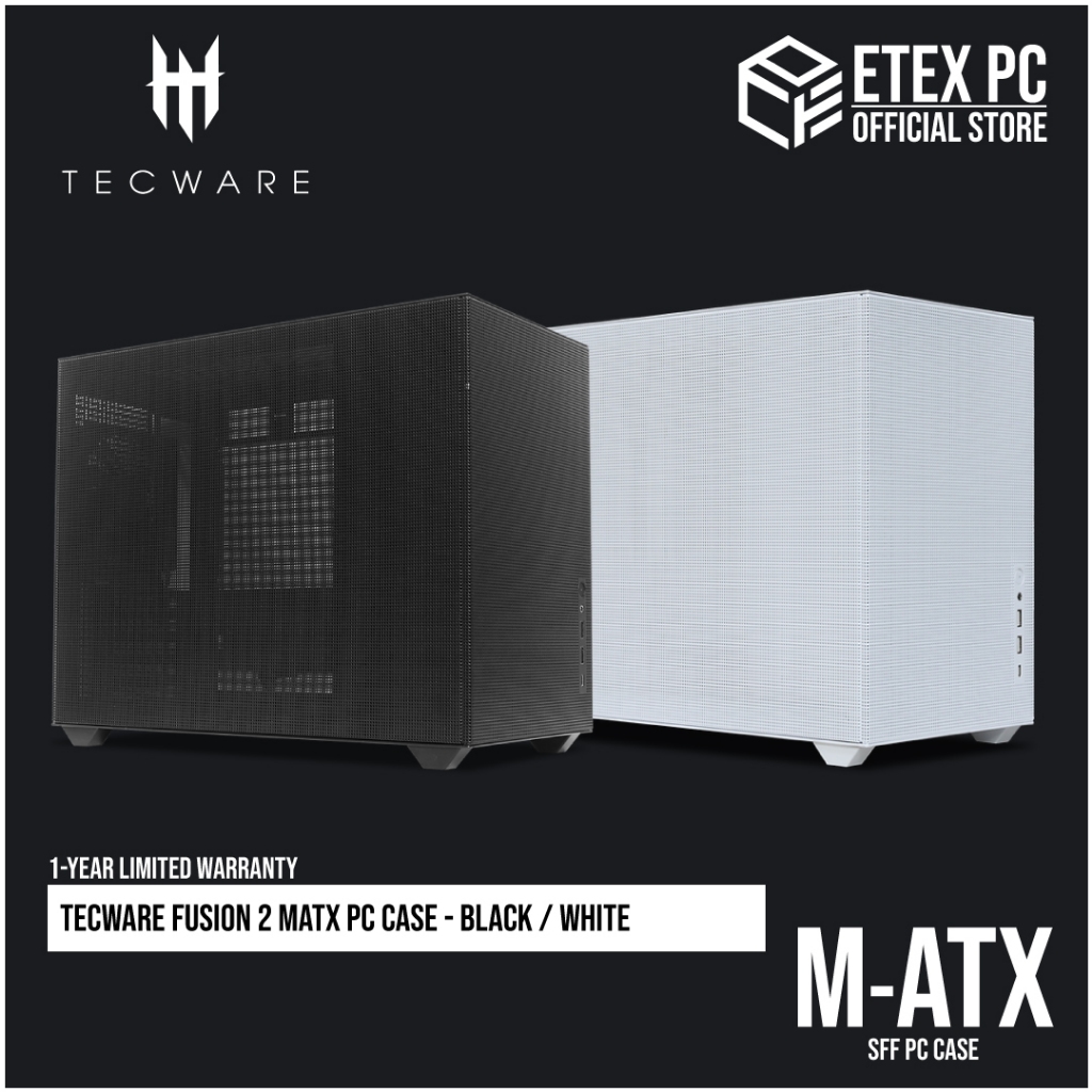 Tecware Fusion 2 mATX PC Case - Black / White # TWCA-FUS2-BK / TWCA ...