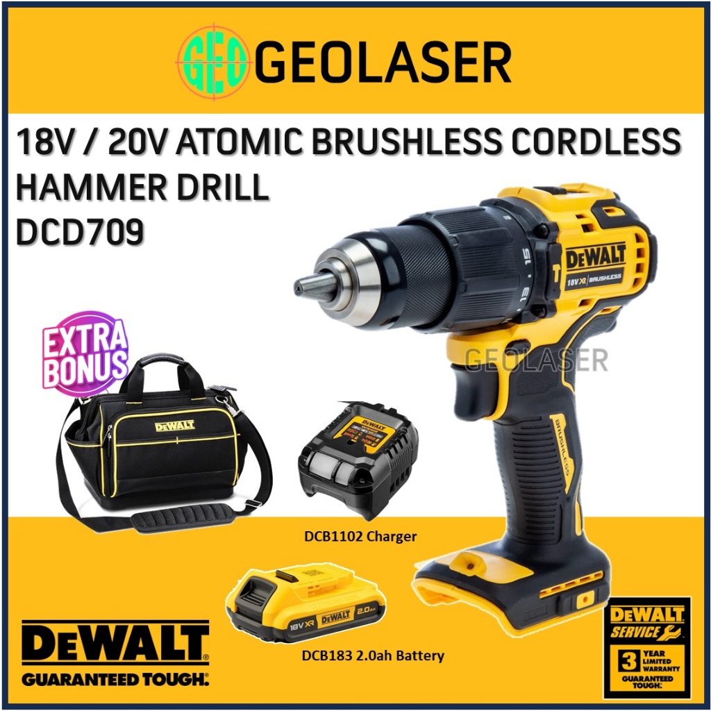 Dewalt DCD709 18V/20V XR Atomic Compact Series Brushless Cordless ...