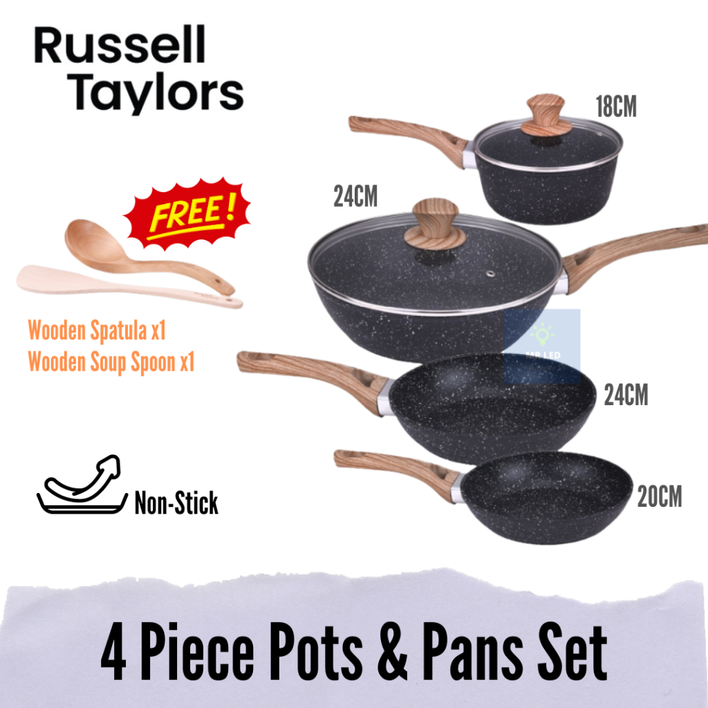 Russell Taylors Bianchi Cookware 4 Piece Pots & Pans Set CWS-6 | Frying ...