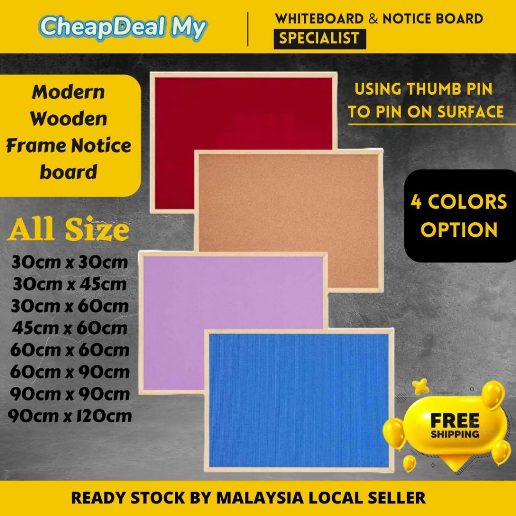 Papan kenyataan bingkai kayu /ALL SIZE ECO Wooden Frame Notice Cork ...