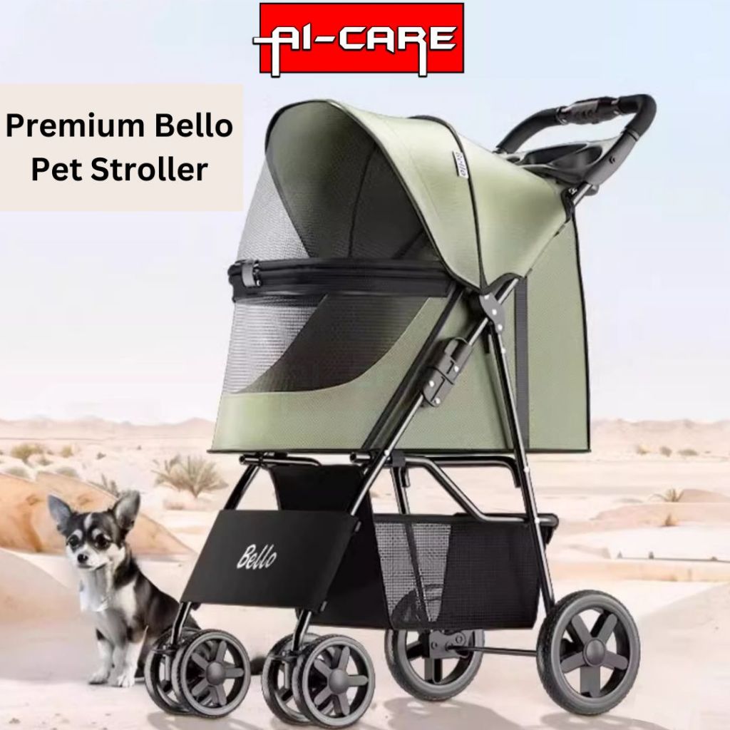 Bello Stroller Pet Trolley Outdoor Stroller Foldable Breathable For Cat ...