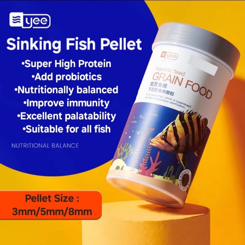 YEE Sinking Fish Food High Protien Makanan Ikan tenggelam 500ml 1280ml ...