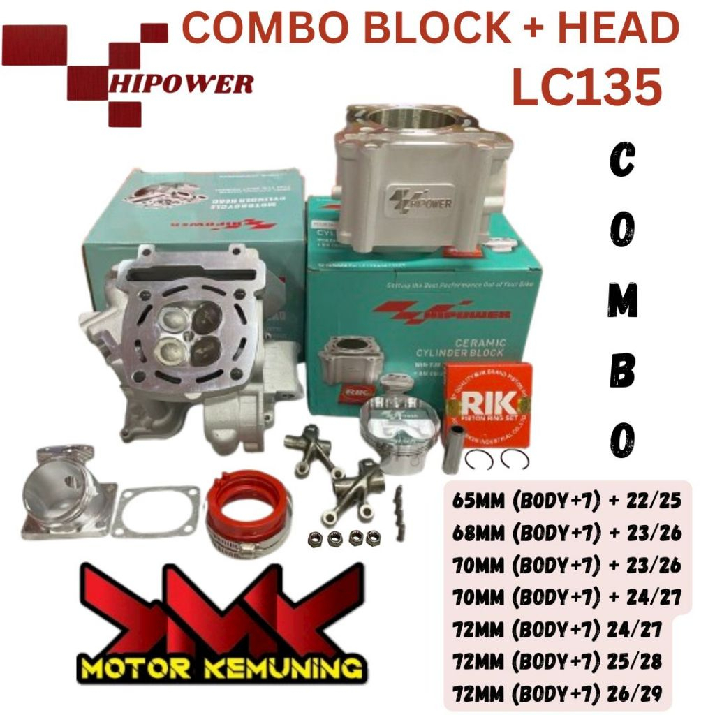 COMBO HIPOWER BLOCK + SUPERHEAD LC135 Y15 BLOCK BODY PANJANG +7MM 65MM ...