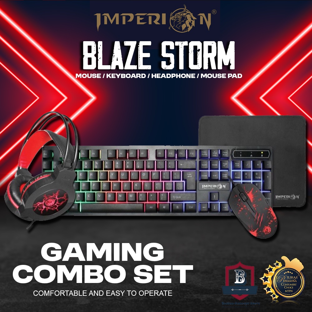 IMPERION GC-303 BLAZE STORM 4 in 1 GAMING Combo set Mouse, Keyboard ...