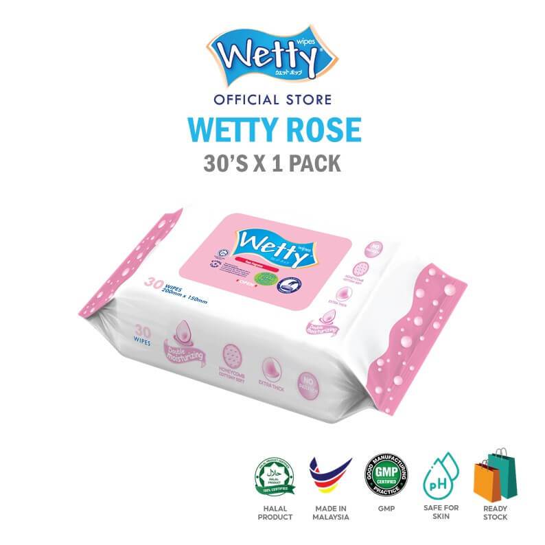 WETTY WIPES (30's) ROSE FRAGRANCE HALAL WET TISSUE | Shopee Malaysia