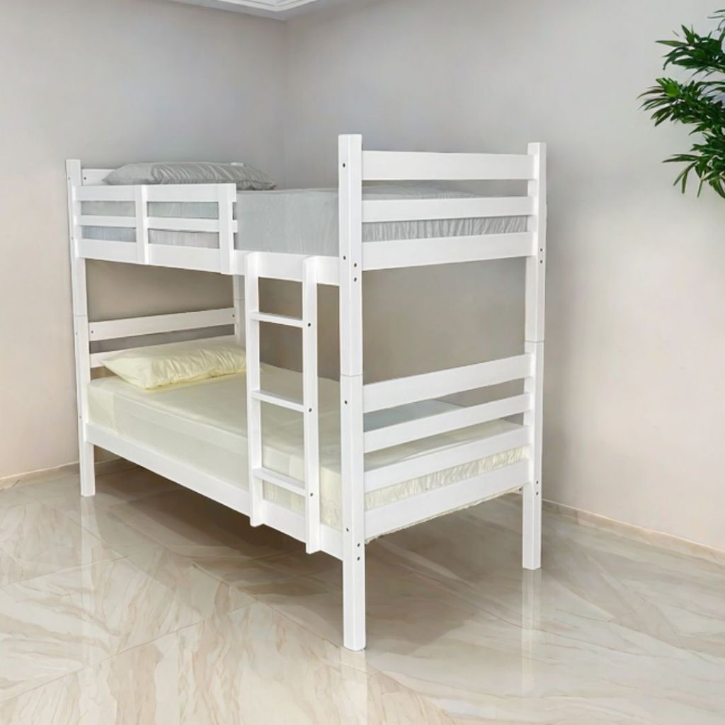 MYHOUSE (2 Single Bed) DUO Solid Wooden Double Decker Bed Frame Katil ...