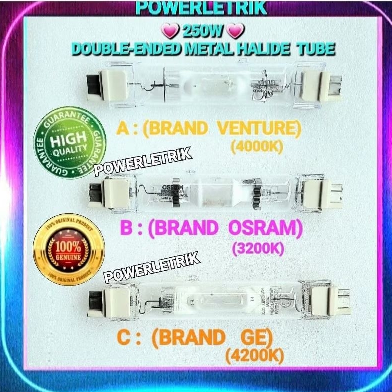 💥READY STOCK💥 OSRAM GE VENTURE 250W DOUBLE-ENDED METAL HALIDE TUBE ...