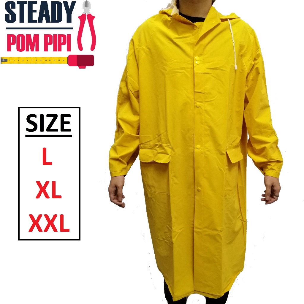 HEAVY DUTY RAIN COAT RAINCOAT WITH BUTTON & ZIP (YELLOW) / BAJU HUJAN ...