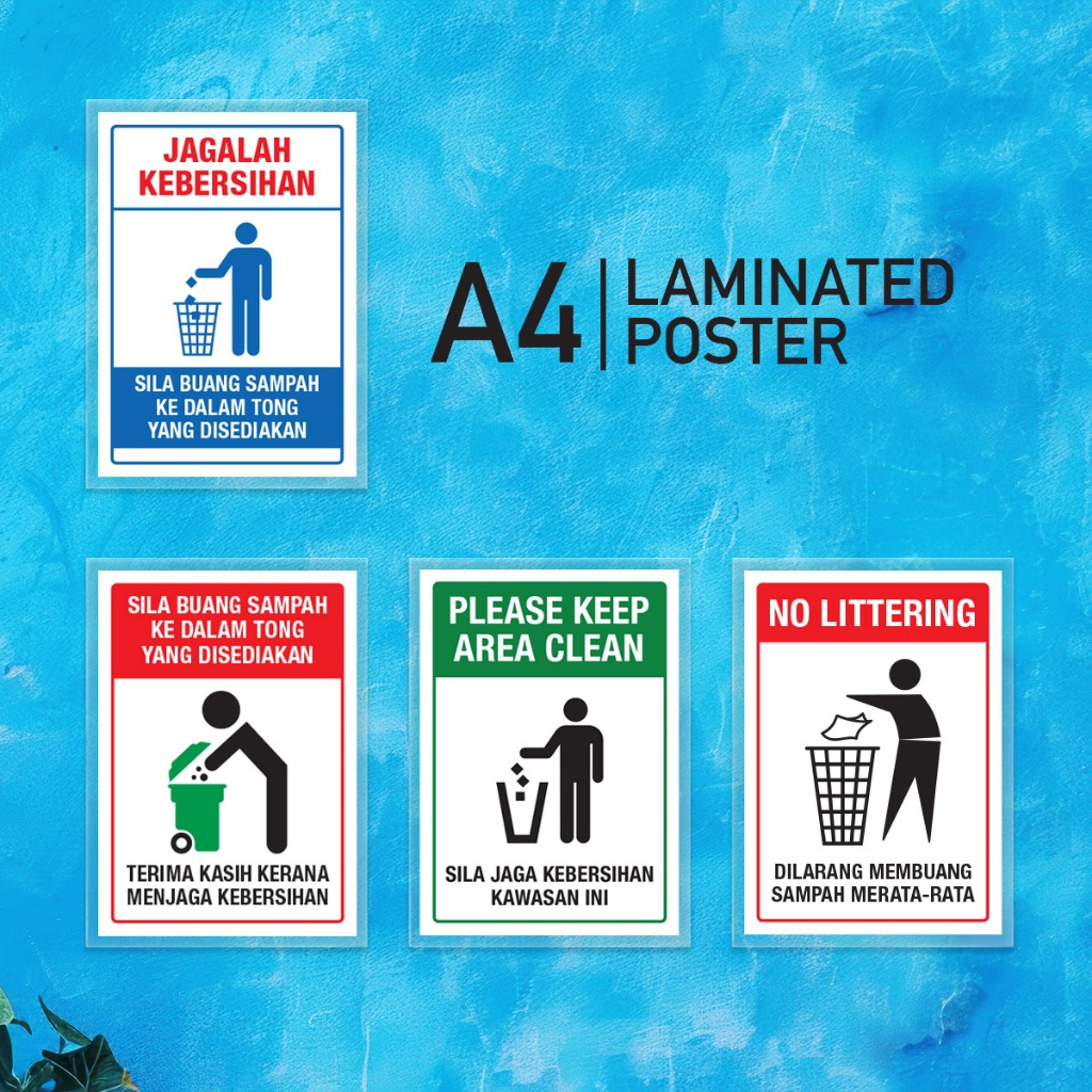 [Laminated Poster] A4 Size Papan Tanda Signage NO LITTERING/Keep Area ...