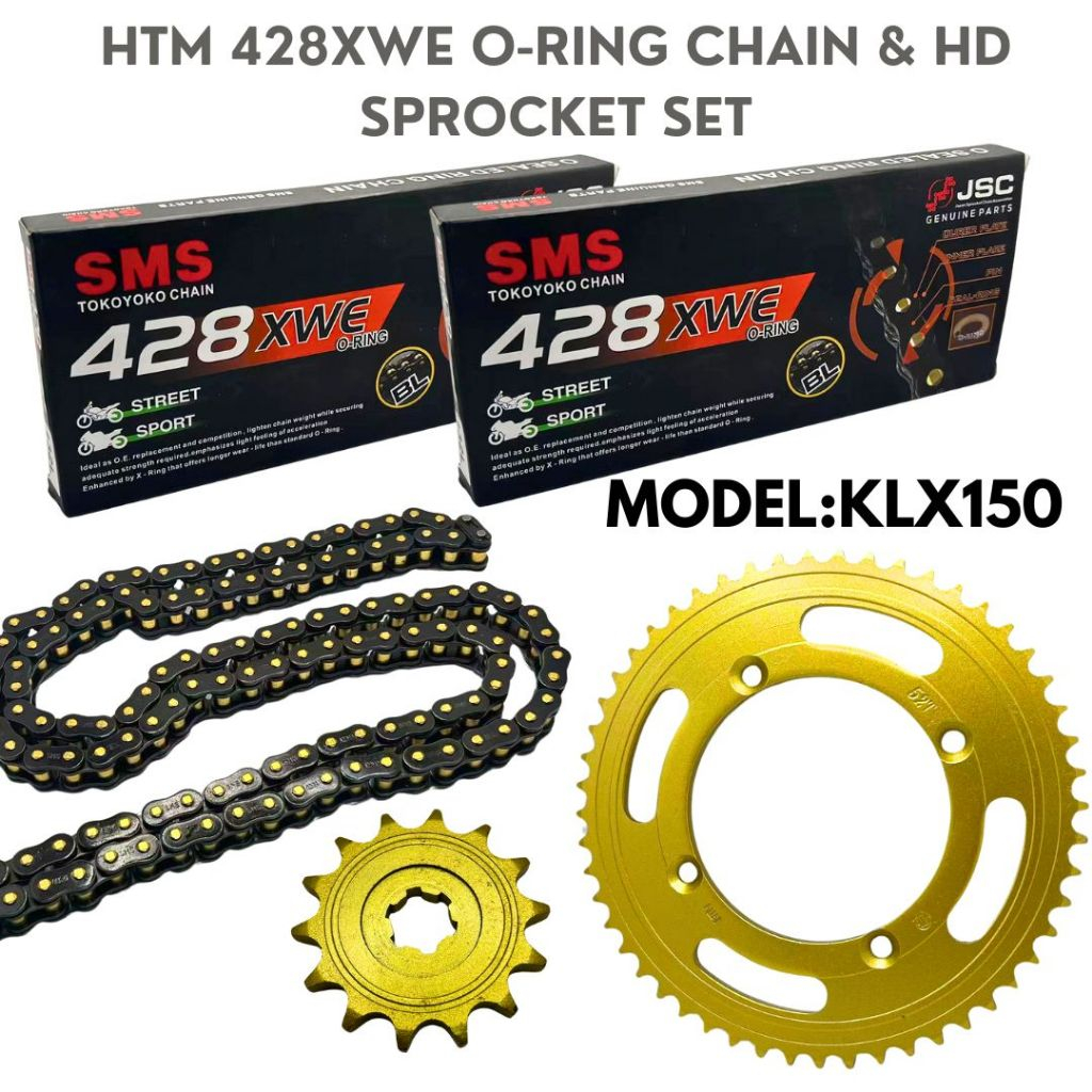 100% ORI KAWASAKI KLX150 428HTM -132L SMS 428XWE CHAIN WITH (1SET ...