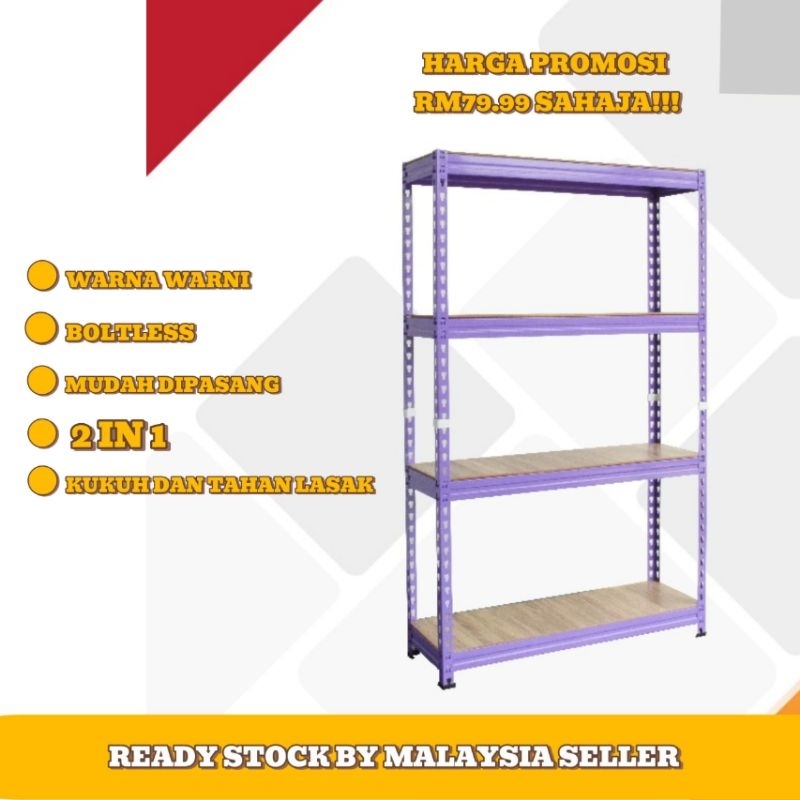 4 Tier Boltless Rack Warehouse Store Home Metal Frame High-Load bearing ...