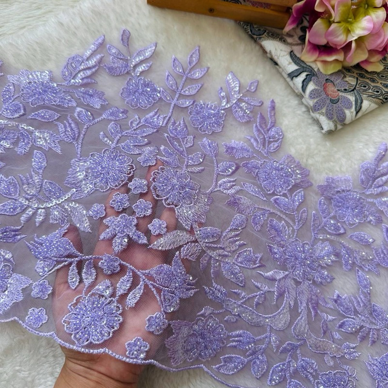 BORDERLACE LACEMEWAH LACE MANIK PENUH FULL BEADING OPEN METER TINGGI ...