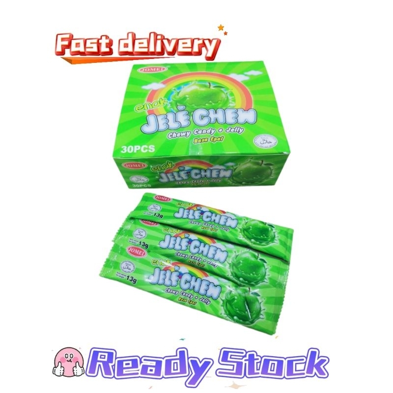🍏READY STOCK🍏 JOMEI JELE CHEW Chewy Candy Jelly Stripe Apple Flavor ...