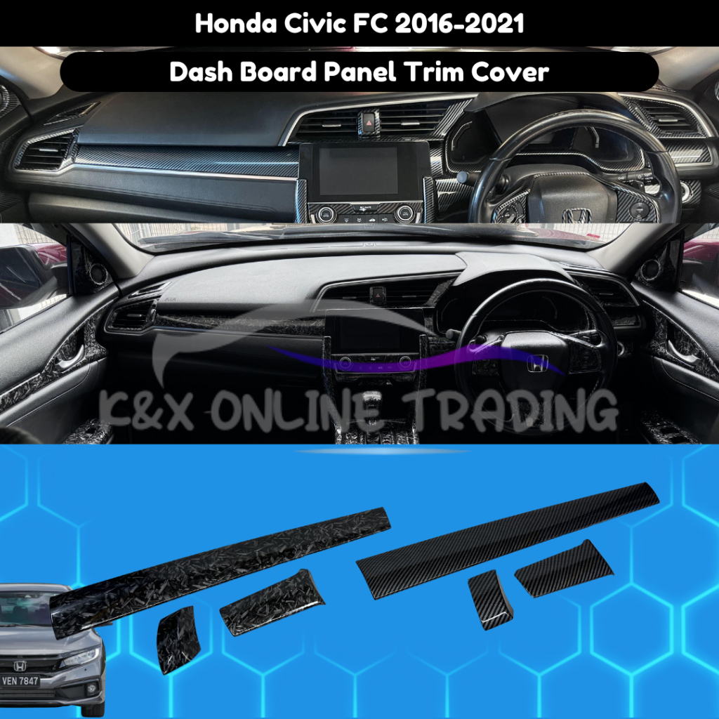 Honda Civic FC 2016-2021 Forged Carbon Trim Dash Board Panel Trim ...