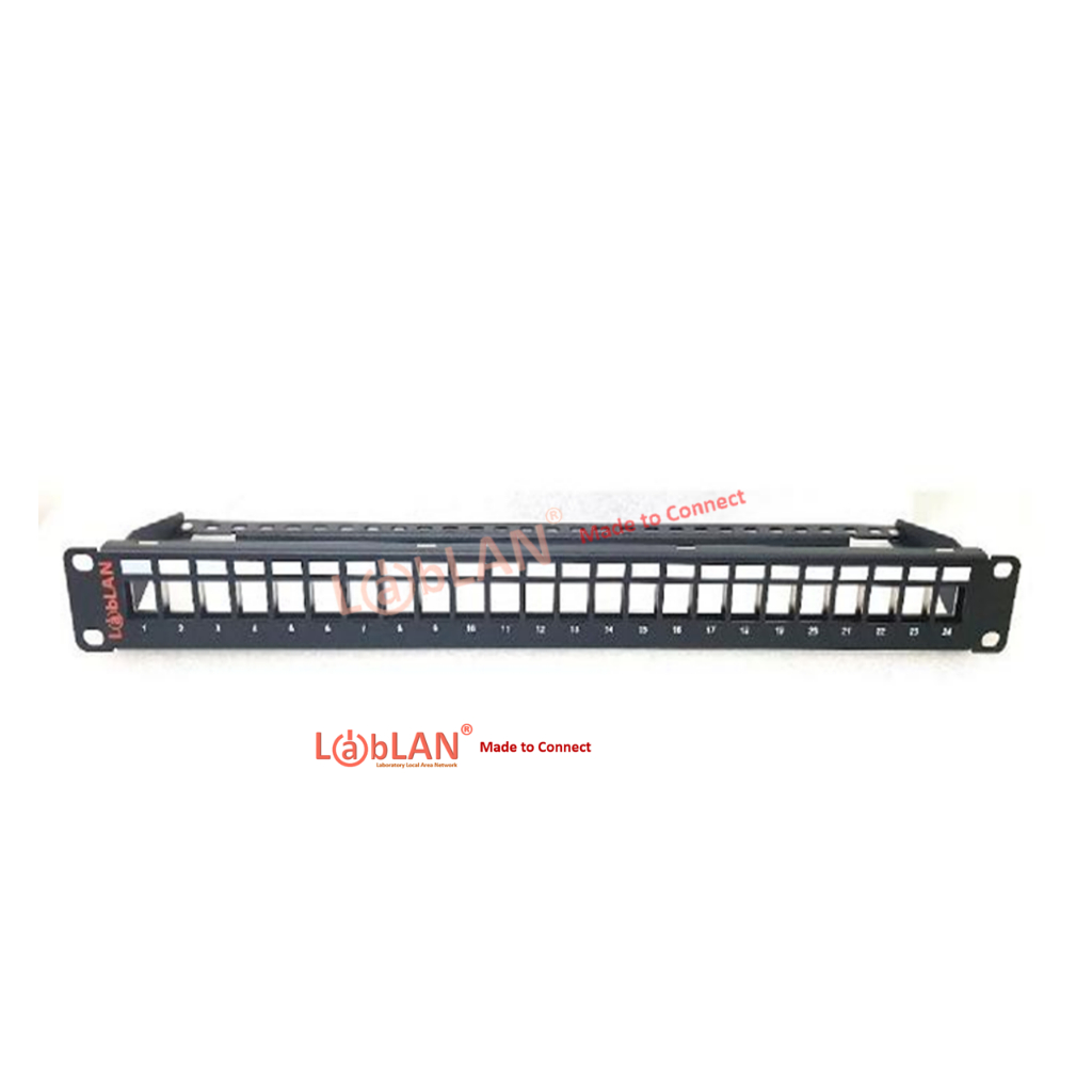 LabLAN 1U 24 Port UTP/STP Dual Empty Panel, Black, Without Shutter ...