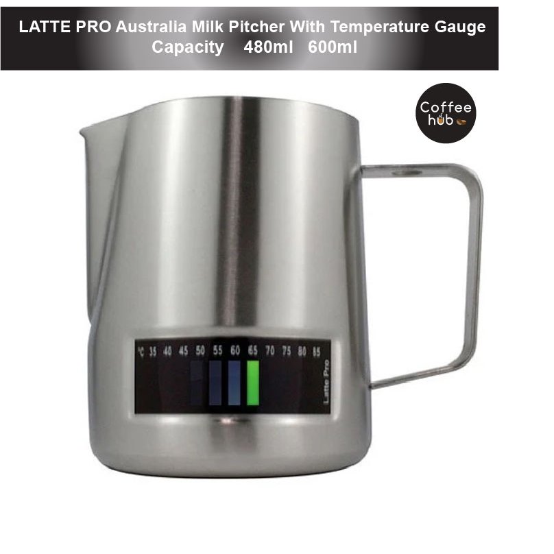 (Ready Stock)Latte Pro Milk Frothing Pitcher Thermometer Stainless Steel Cafe Coffee Latte Froth ...