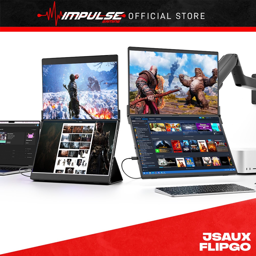 JSAUX FlipGo 13.5" / 16" 2.2K Dual Touchscreen Portable Monitor, Triple ...