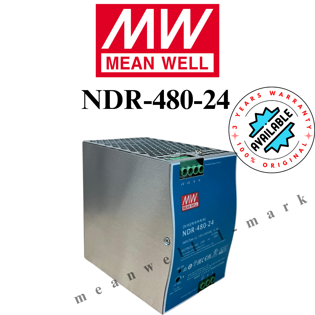 Mean Well NDR-480-24 480W 24V 20A MeanWell Single Output Industrial DIN RAIL Power Supply ~ 3 ...