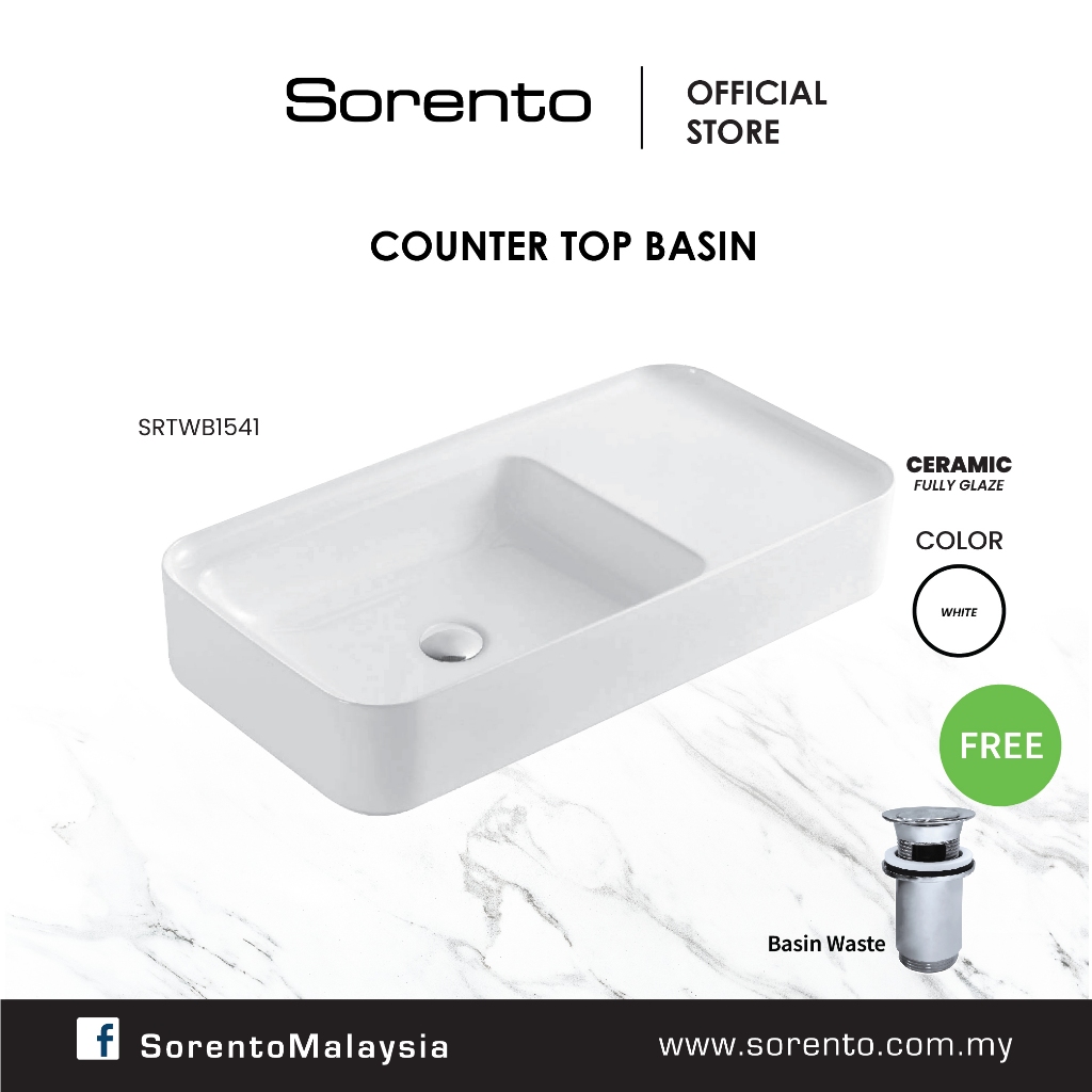 SORENTO Counter top Wash Basin Sinki Bilik Air Ceramic Bathroom sink ...