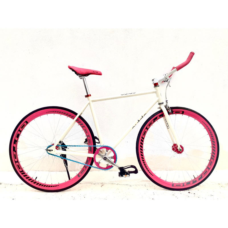 Basikal Fixie 700c OSCAR bicycle (Fluorescent White Pink) Road Bike ...